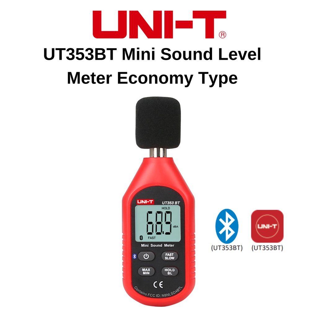 UNI-T UT353BT Mini Sound Meter With Bluetooth Red and grey 31.5Hz~8kHz ...