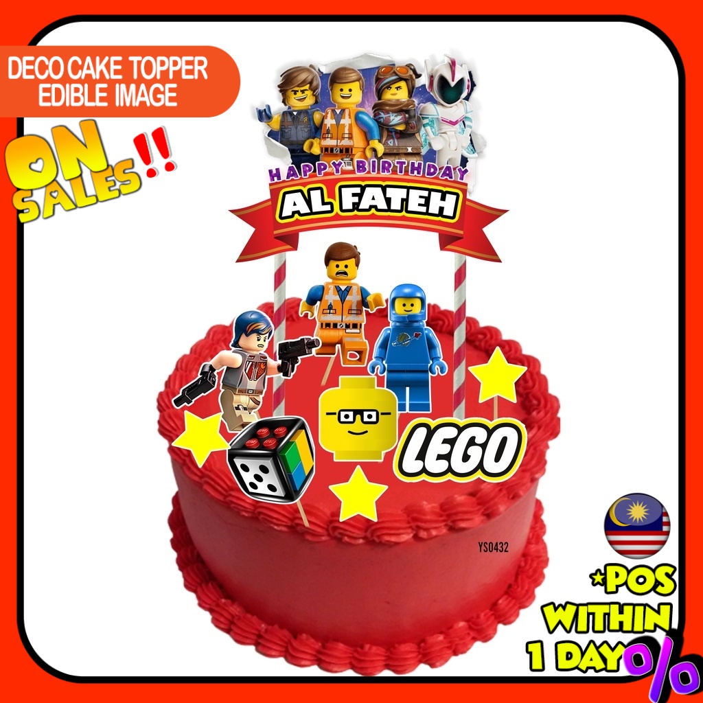 [CUSTOM NAME] Happy Birthday Cake Topper Lego Decoration Set Party ...