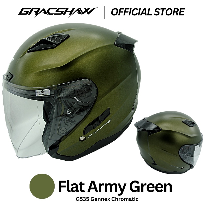 Gracshaw G535 Gennex Chromatic Plain Colours Helmet Double Visor Open ...