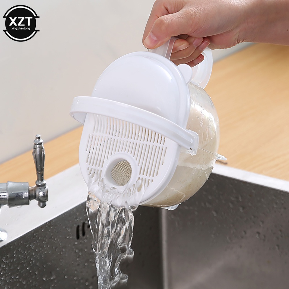 Washing rice bucket water flushing type hand-washing rice sieve with ...