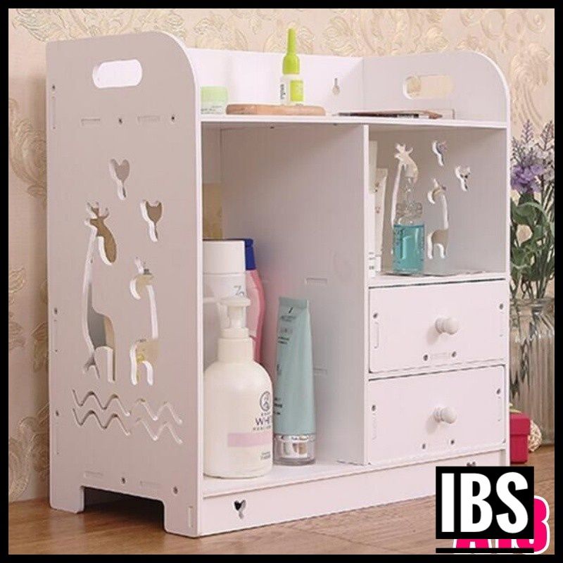Wooden Storage Makeup Cosmetic Shelf Rack Box Drawer Makeup Rak Makeup ...
