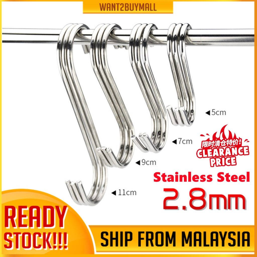 5/7/9/11cm Stainless Steel S Shape Hanger Metal Hook Holder Towel ...