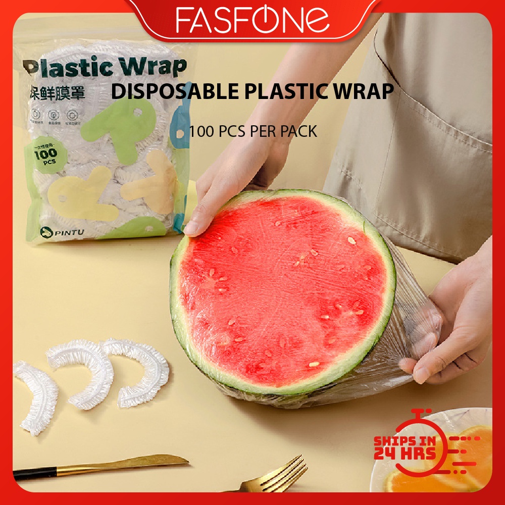 Disposable Plastic Wrap 100pcs Per Pack With Elastic Band Food Fresh ...