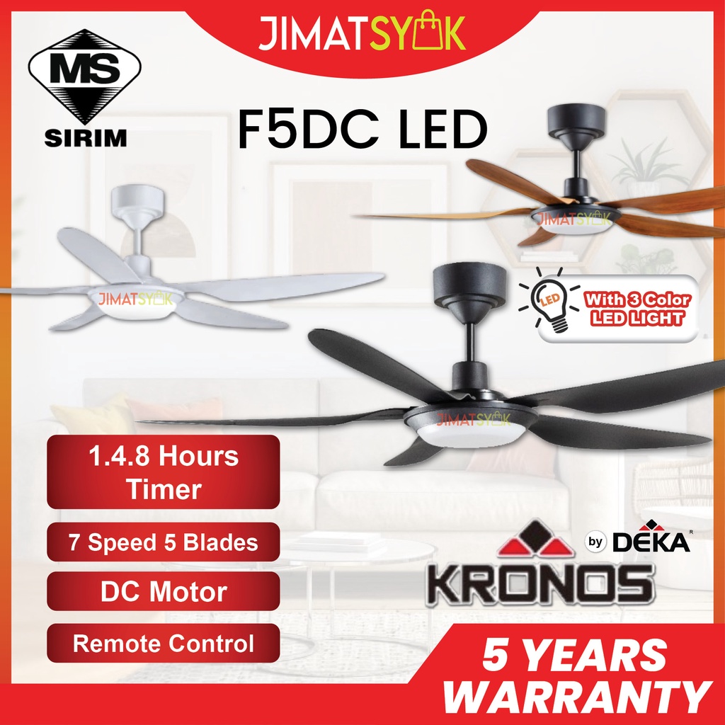 DEKA KRONOS F5DCLED 56 Inch 5 Blades 7 Speed Forward + Reverse DC Motor ...