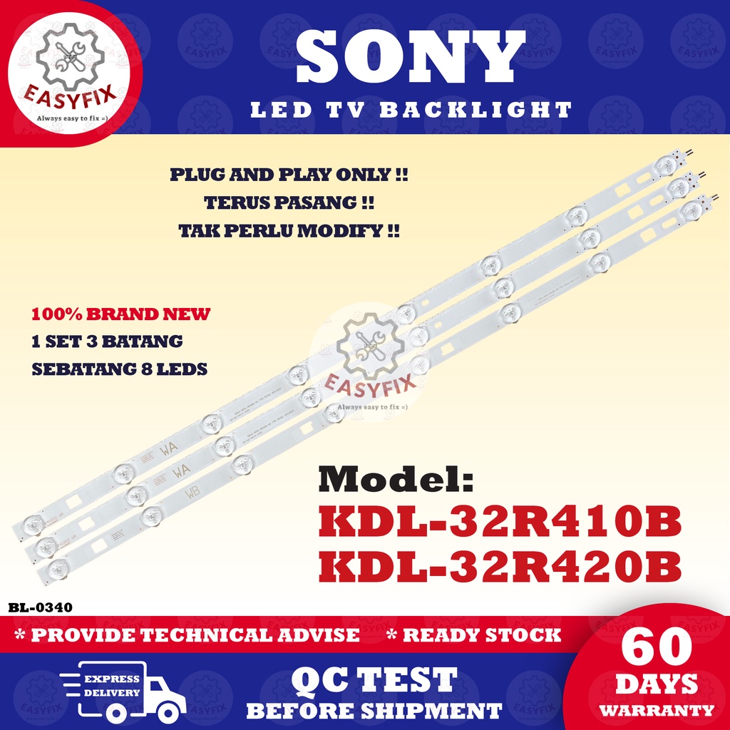 KDL-32R410B / KDL-32R420B SONY 32 INCH LED TV BACKLIGHT LAMPU TV 32 ...