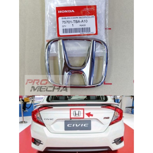 ORIGINAL HONDA CIVIC FC 2016 ~2019 REAR BONNET EMBLEM H LOGO. TEA CIVIC ...