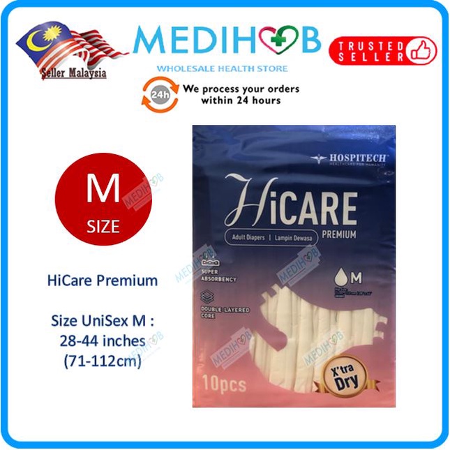 HiCARE Premium Adult Diaper Tape (10s) Size M, L, XL | Shopee Malaysia