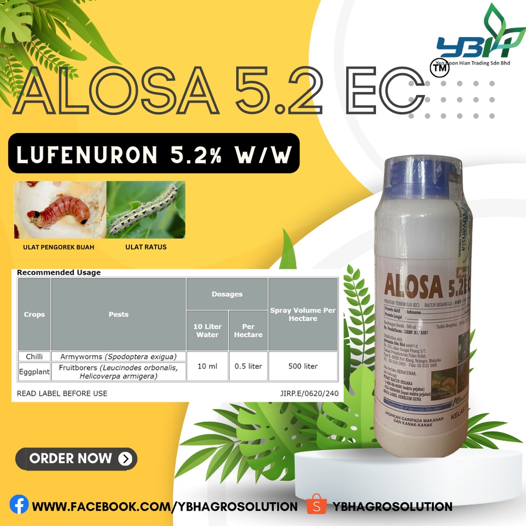 ADVANSIA Alosa 5.2 EC Lufenuron 5.2% Racun Serangga 500ml | Shopee Malaysia