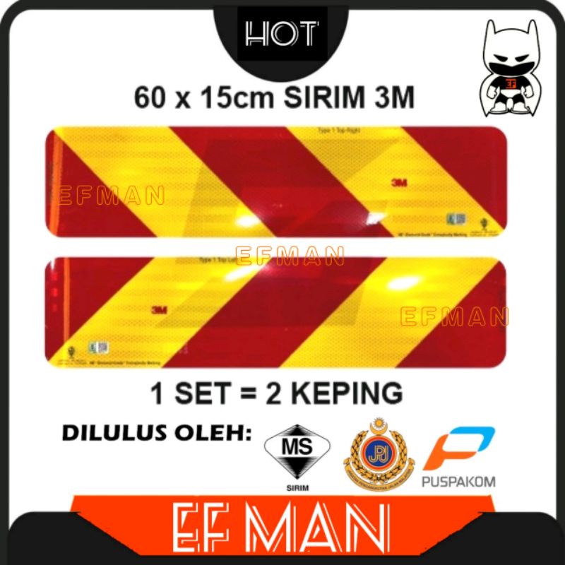 PUSPAKOM PASS 3M SIRIM REFLECTOR STICKER YELLOW RED LORRY LORI VAN ...