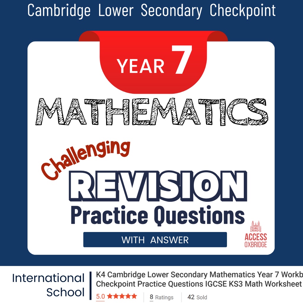 K4 Lower Secondary Mathematics Year 7 Workbook +Answer Checkpoint ...