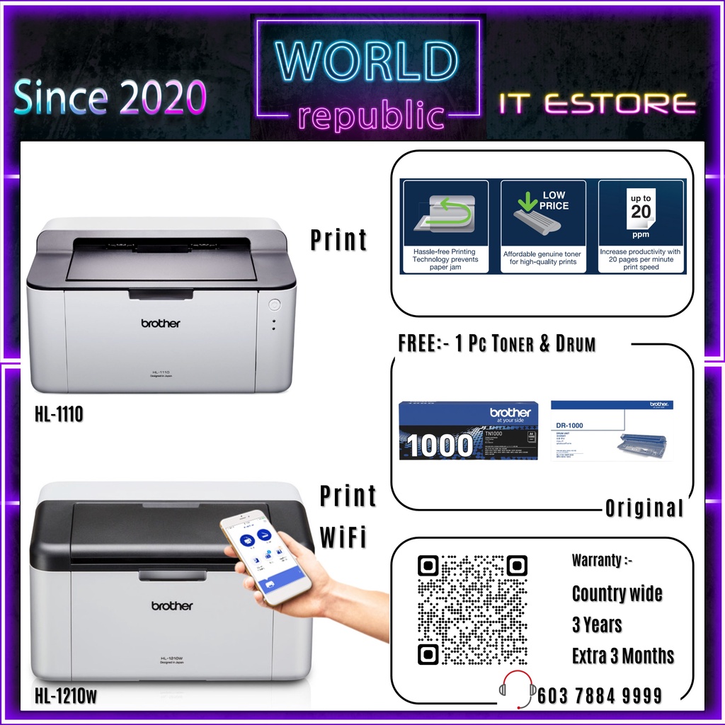 Brother Laser Printer - HL1110 HL-1110 Brother Laser Wireless Printer ...