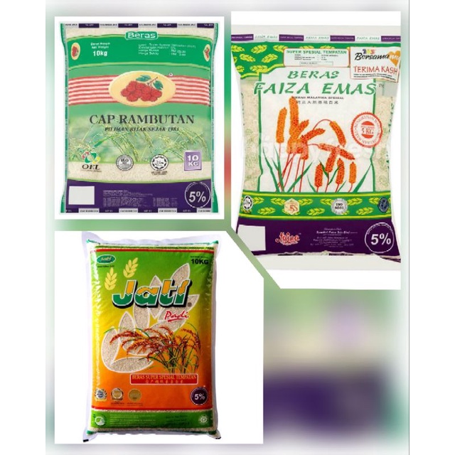 1kg: Beras Faiza Emas, Cap Rambutan, Jati, Cap Kapal Layar (re pack ...