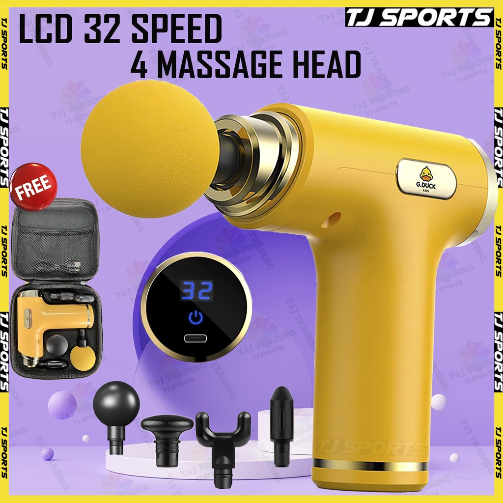 Professional LCD Massage Gun 32 Speed 4 Heads Sport Massage Vibration ...