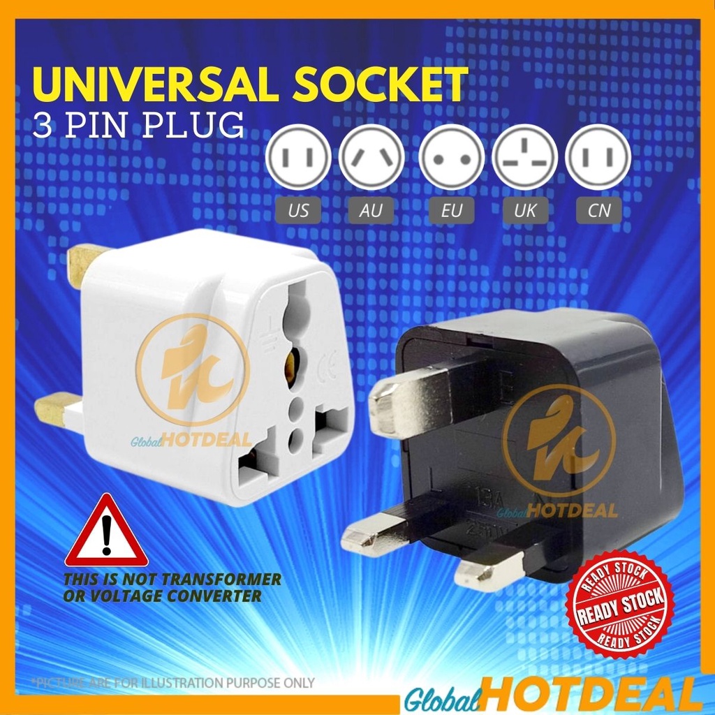 Narken Premium Full Copper 3 pin Adaptor Travel Plug for Malaysia UK ...