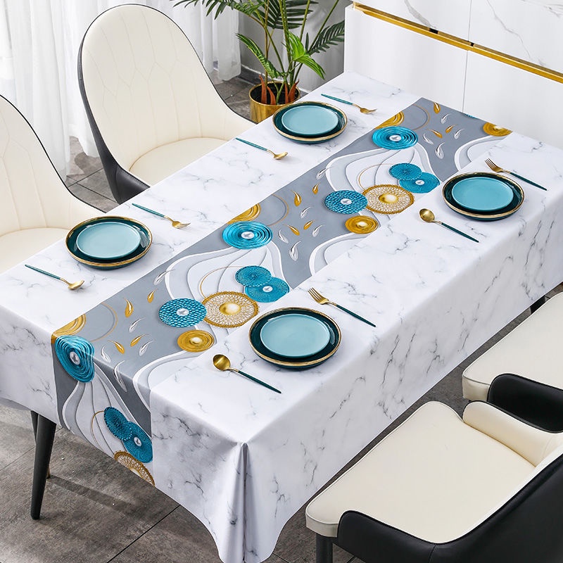 PVC Waterproof and Oil-proof Tablecloth Nordic Style Rectangular ...