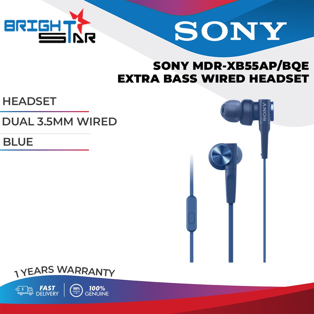 Sony MDR-XB55AP Extra Bass with In-line Microphone In-Ear Headphone ...