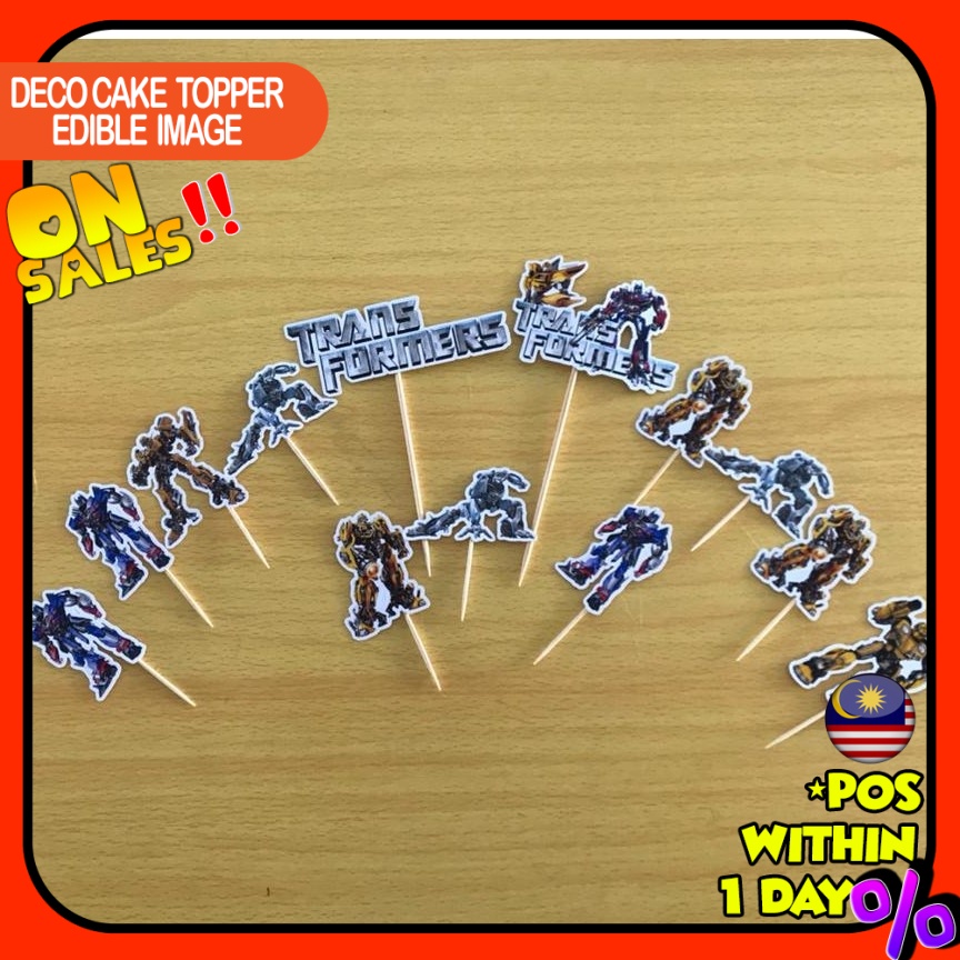Happy Birthday Cake Topper Cupcake Transformers Decoration Set Party ...