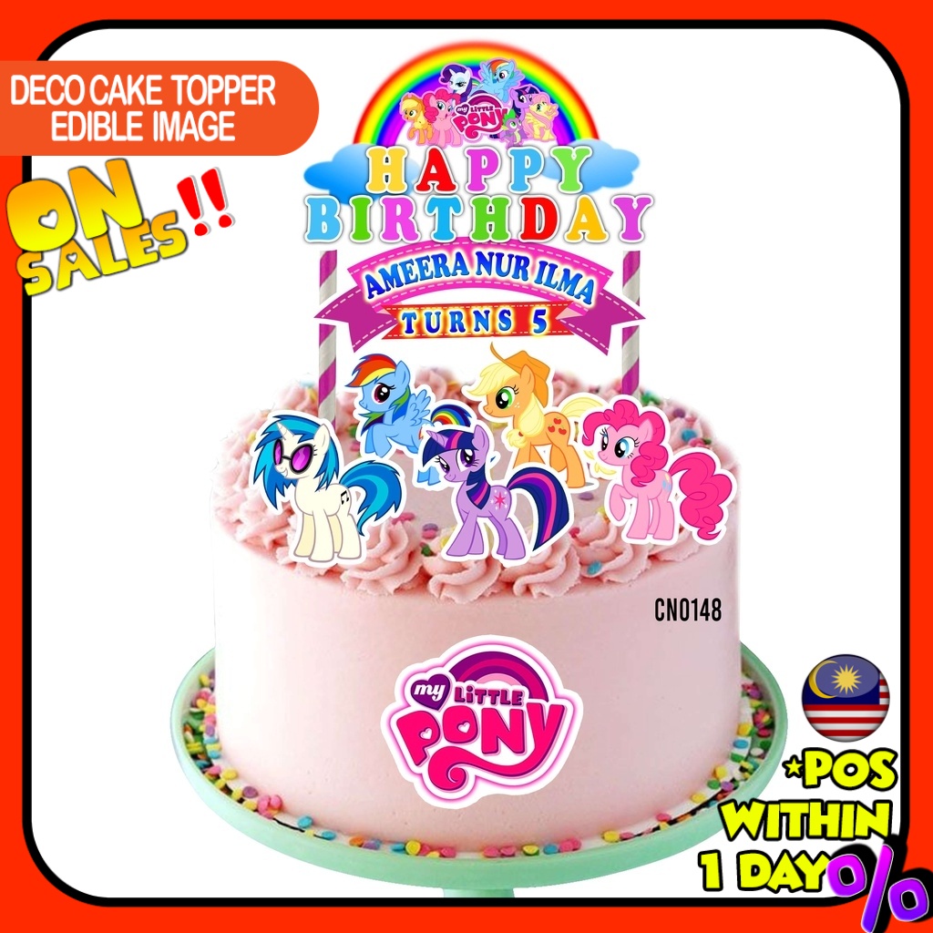 [CUSTOM NAME] Happy Birthday Cake Topper My Little Pony MLP Decoration ...