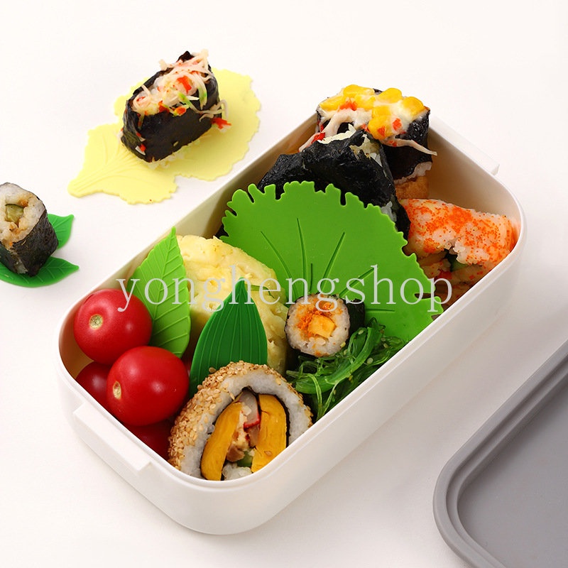 1 Set Creative Green Leaf Shaped Sushi Separator Rice Ball Divider Oil ...