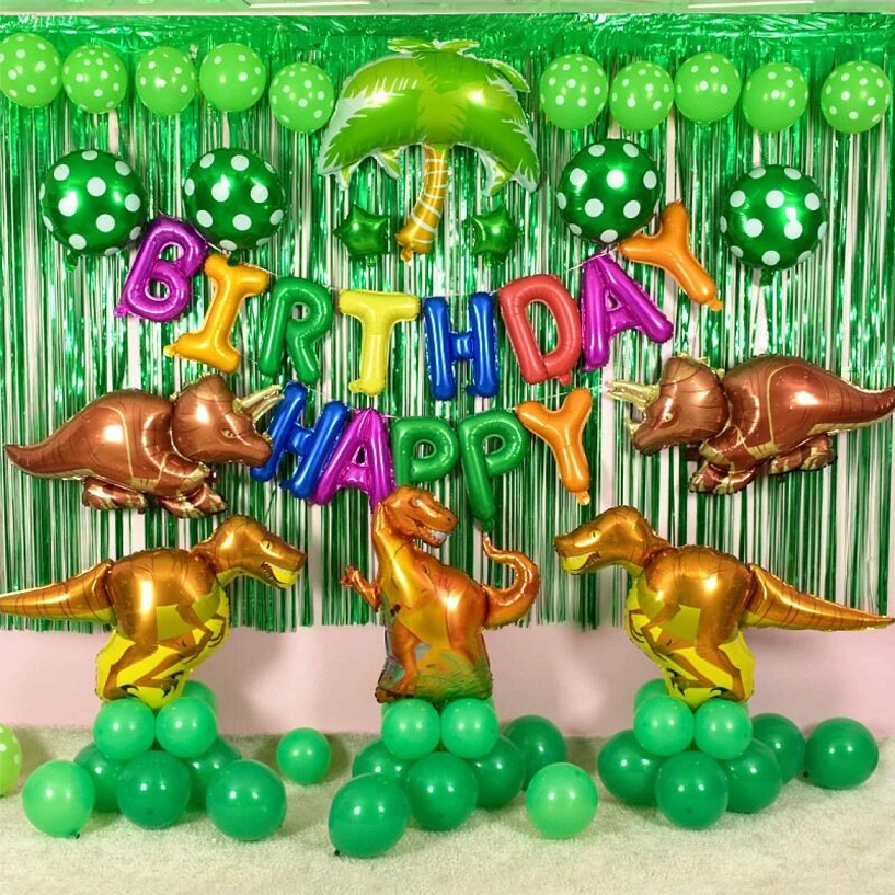 Rainbow Dinosaur Theme Happy Birthday Decoration Package | Hbd Dinosaur ...