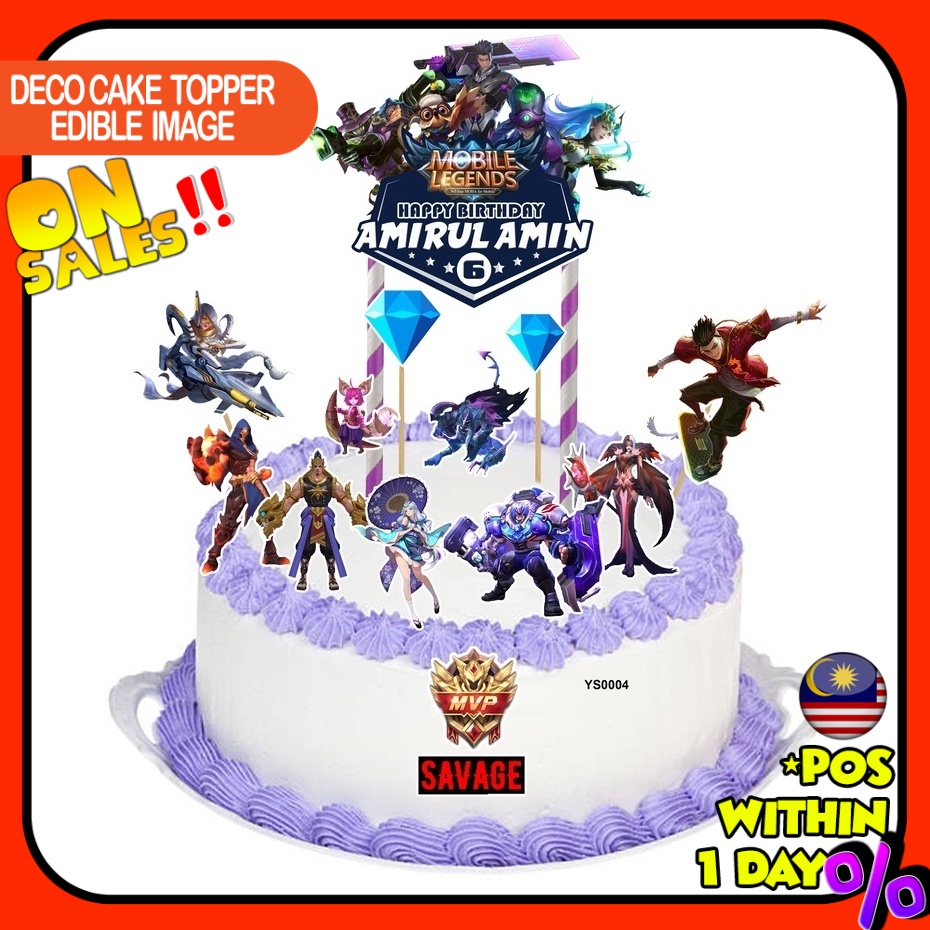 [CUSTOM NAME] Happy Birthday Cake Topper Mobile Legends Decoration Set ...