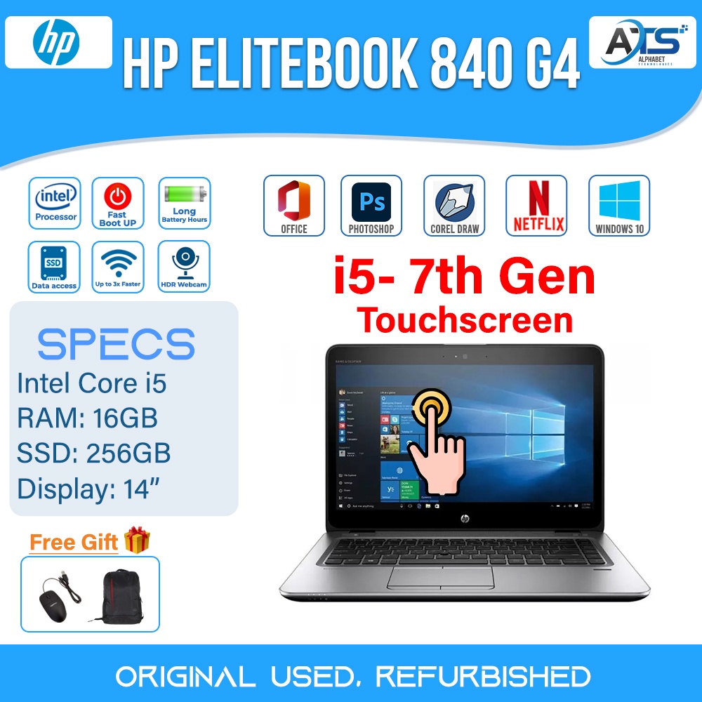 HP EliteBook 840 G4 Core i5 7th Gen 14" Touch Screen 16GB RAM 256GB SSD ...