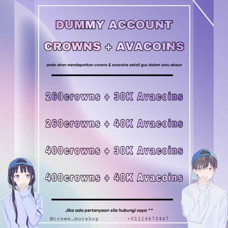 avakin life Dummy account for gifting Crowns + Avacoins | Shopee Malaysia