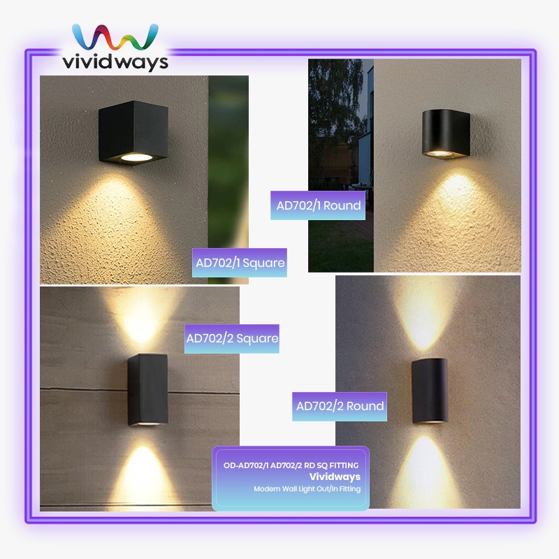 K2 VIVIDWAYS MODERN OUT/IN DOOR LED WALL LIGHT AD702/1 XE1 XE2 AD702/2 ...