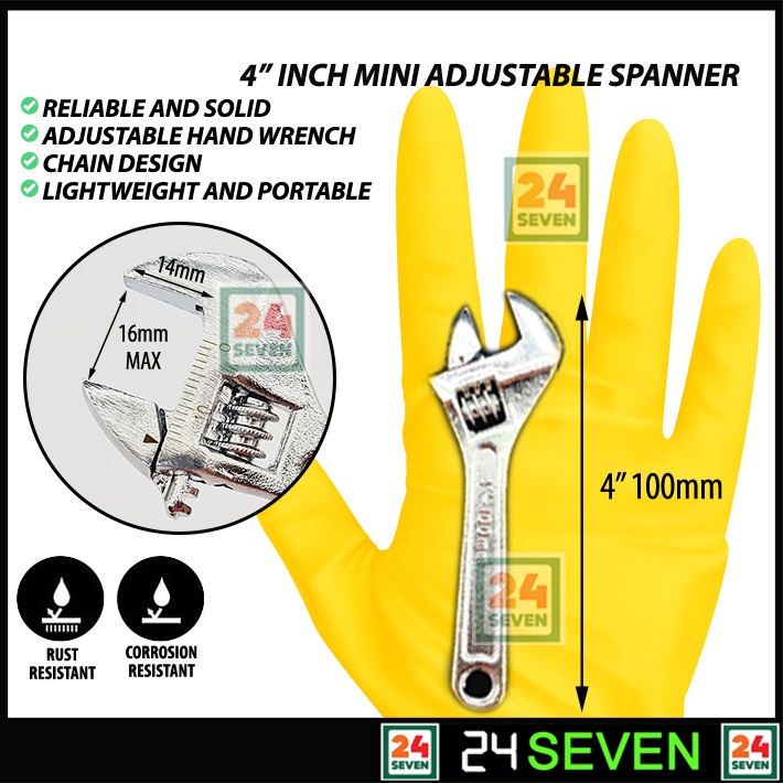 4inch Mini Adjustable Spanner Wrench Hand Tools Pocket Spanner Sepana ...