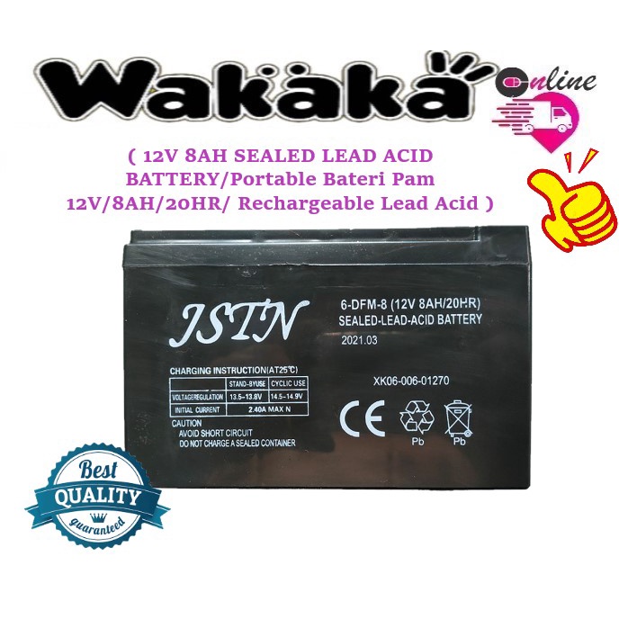12V 8AH SEALED LEAD ACID BATTERY/Portable Bateri Pam 12V/8AH/20HR ...