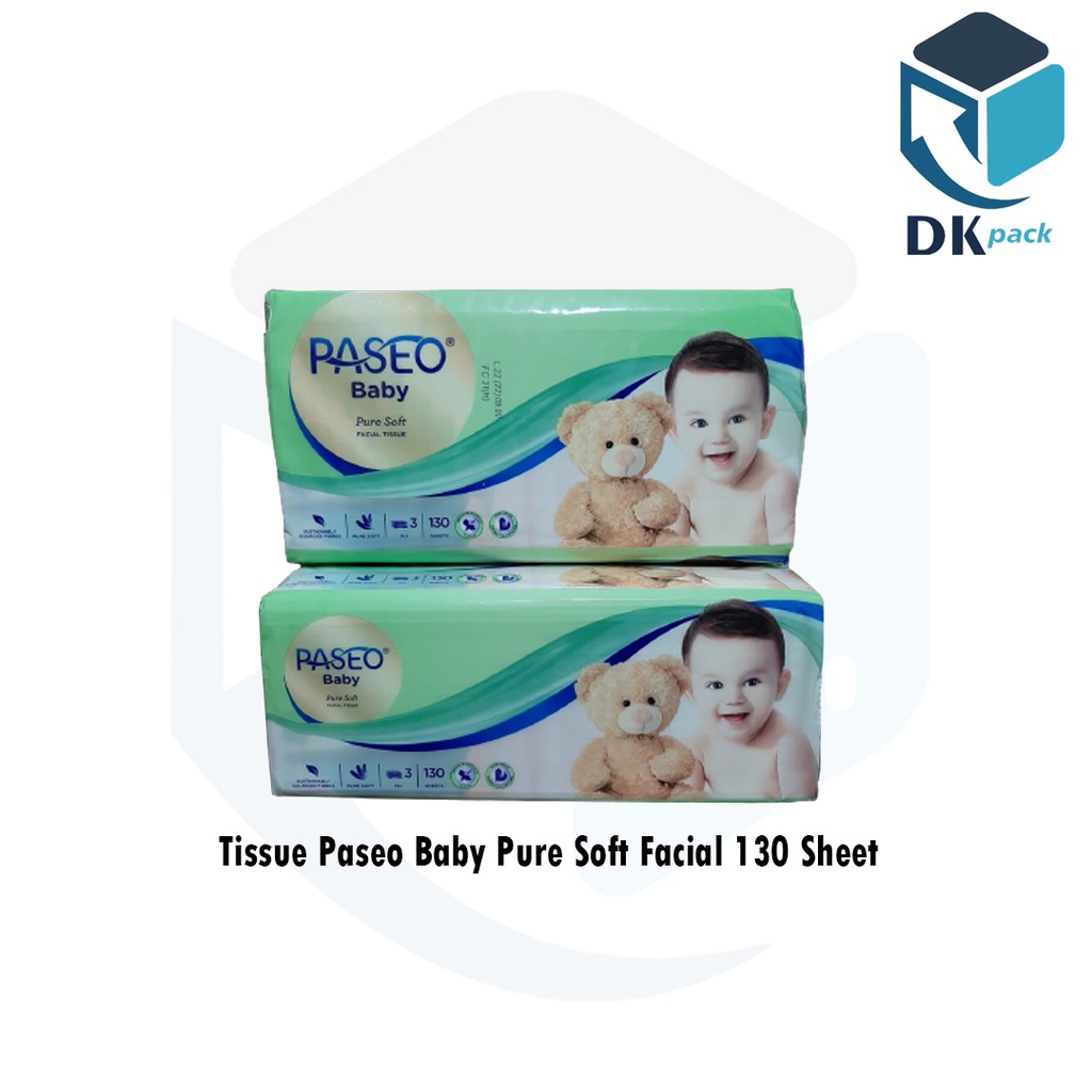Paseo Baby Pure Soft Facial Tissue Travel Pack Baby Tissue - 130 Sheets ...
