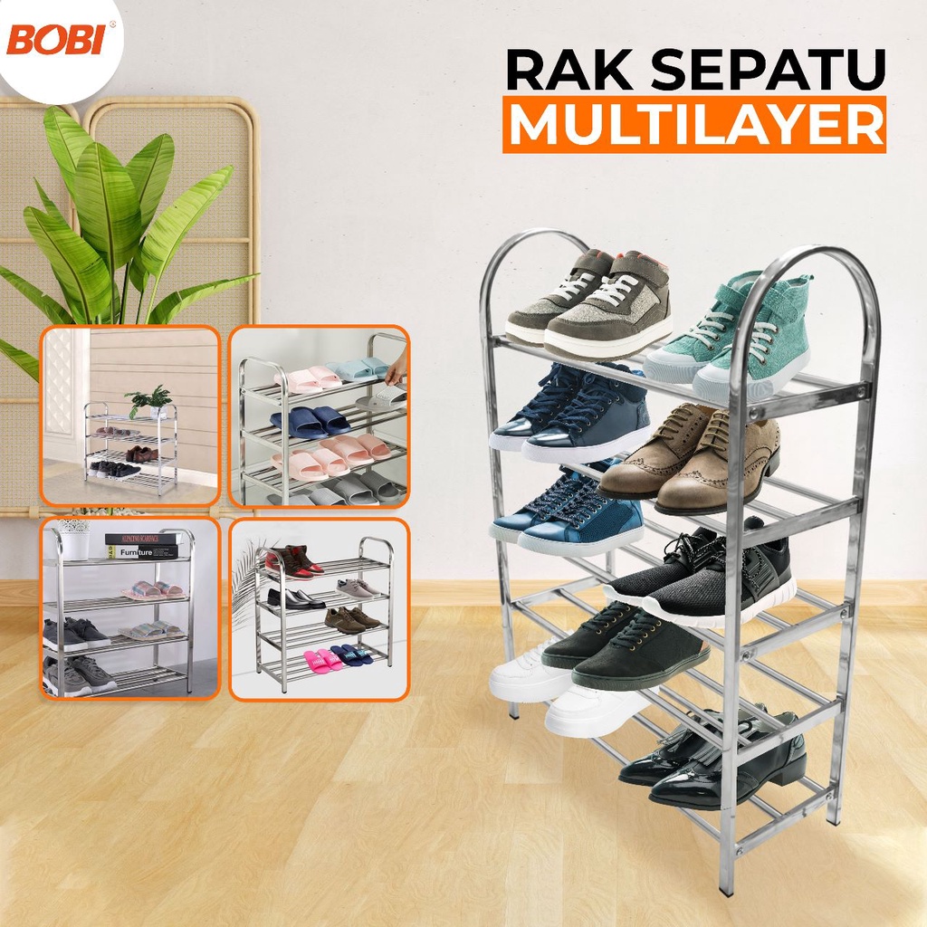 Stainless Shoe Rack / 3,4,5 Layer Shoe Rack ANTI RUST (Easy to ...