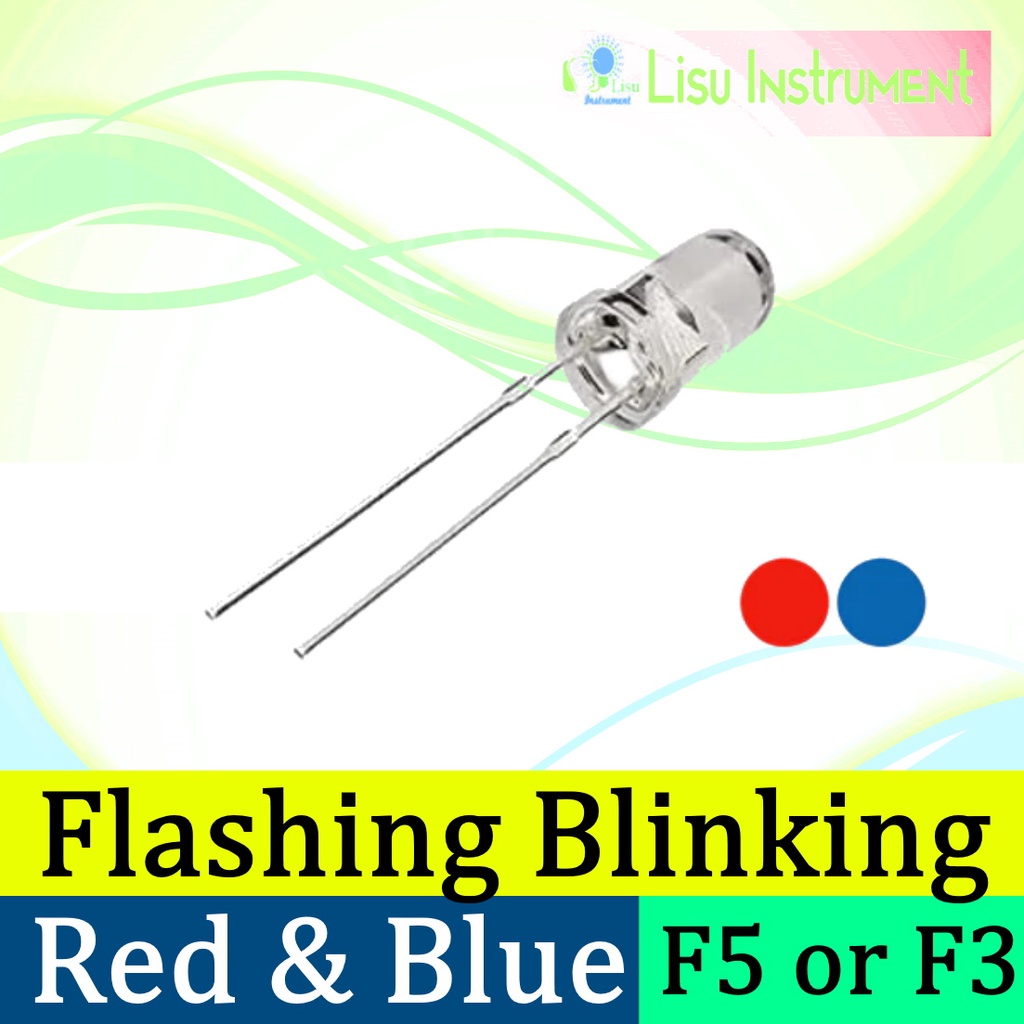 MERAH Flash Blink LED Red Blue Red Blue Flashing 5mm 3mm Round ...