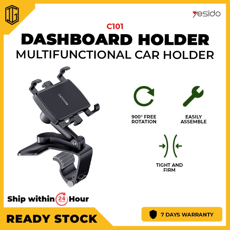 YESIDO C101 Dashboard Holder Multifunctional Car Holder 900° Free Rotation Easily Assemble Tight ...