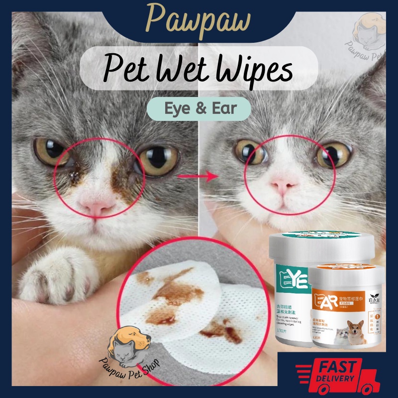 Pawpaw Pet Dog Cat Eye Ear Cleaner Wet Tissue Wipes Wipe Tear Stain ...