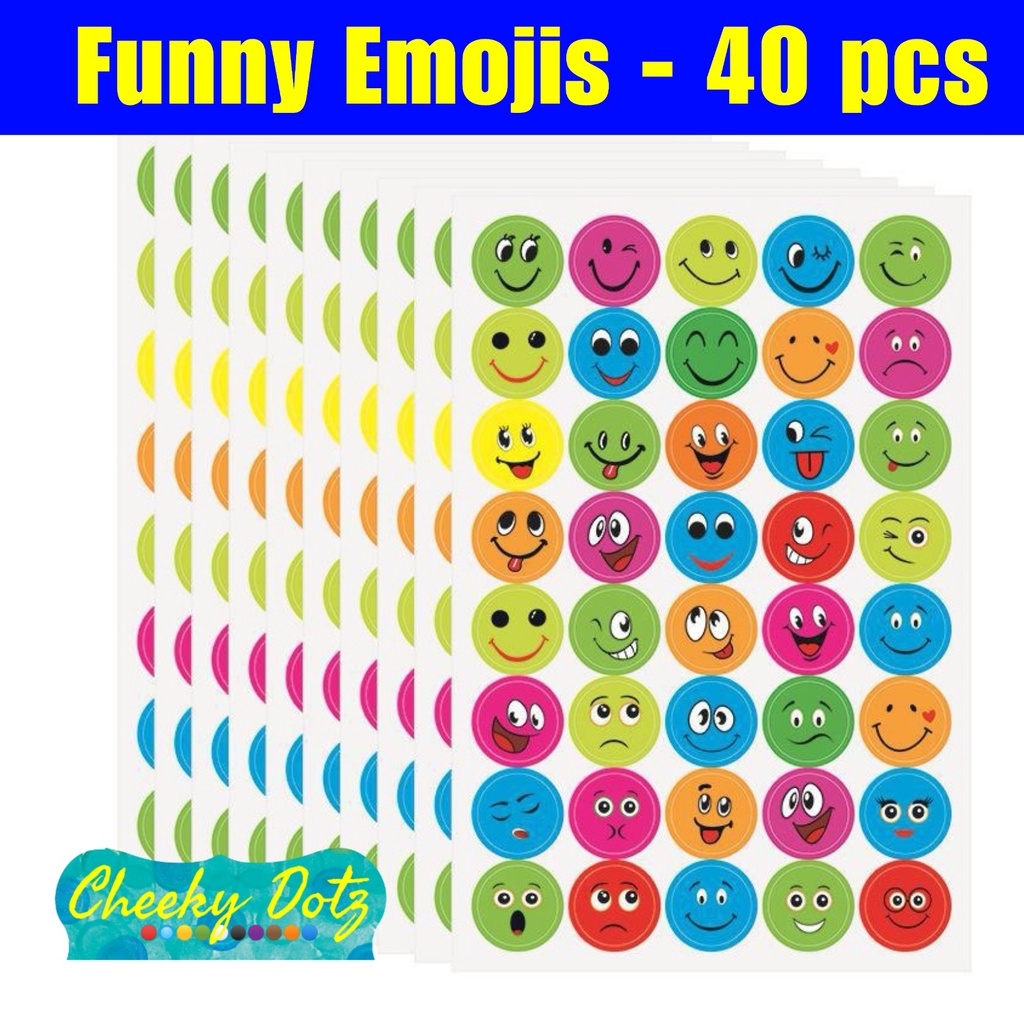 COLOURFUL STUDENTS TEACHER REWARD STICKERS SMILEY EMOJI DOT CARTOON DIY ...