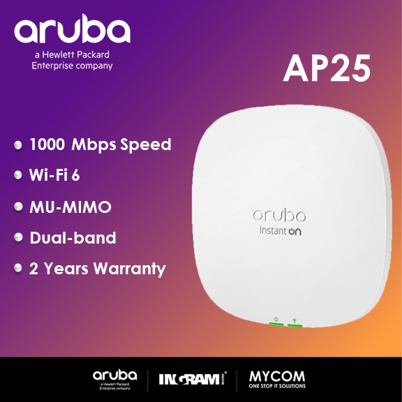 Aruba R9B28A Instant On AP25 (RW) 4x4 Wi-Fi 6 MU-MIMO Dual-band Indoor ...