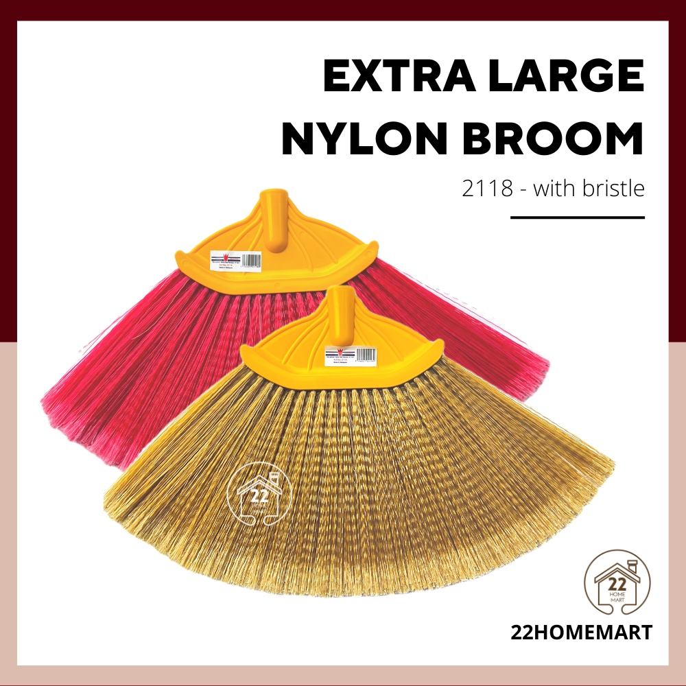 【HIGH QUALITY】EXTRA LARGE Premium Nylon Bristle Broom Penyapu Plastik ...