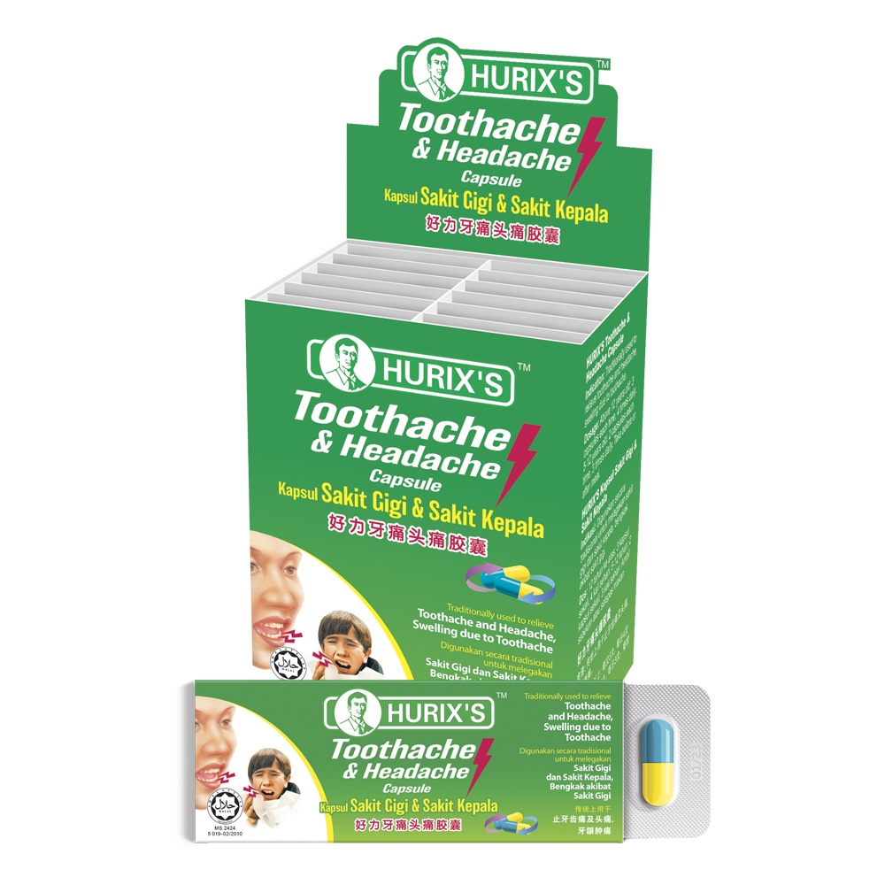 HURIX'S Toothache & Headache Capsule (6's x12) | Shopee Malaysia