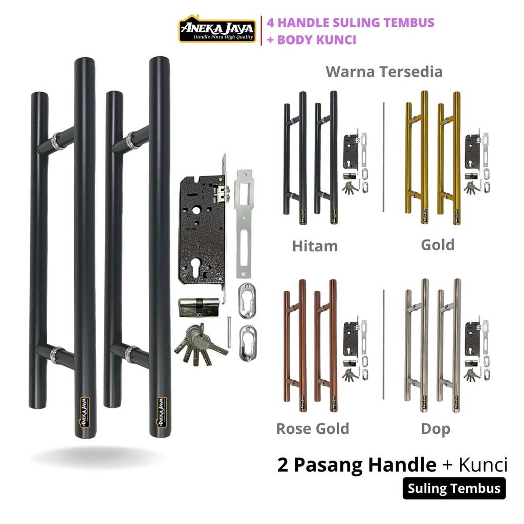 KAYU 4 Door Handles Through The Lock Set - Length 60cm 45 33 - Pull ...