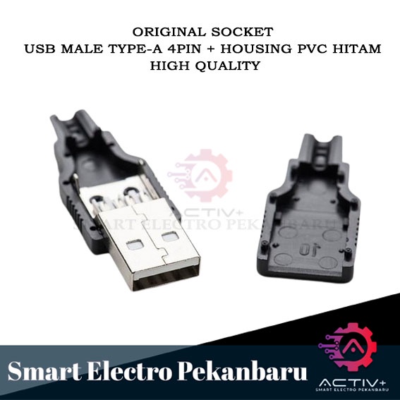 HITAM Original USB socket male Type-A 4PIN + HOUSING PVC BLACK EMPTY ...
