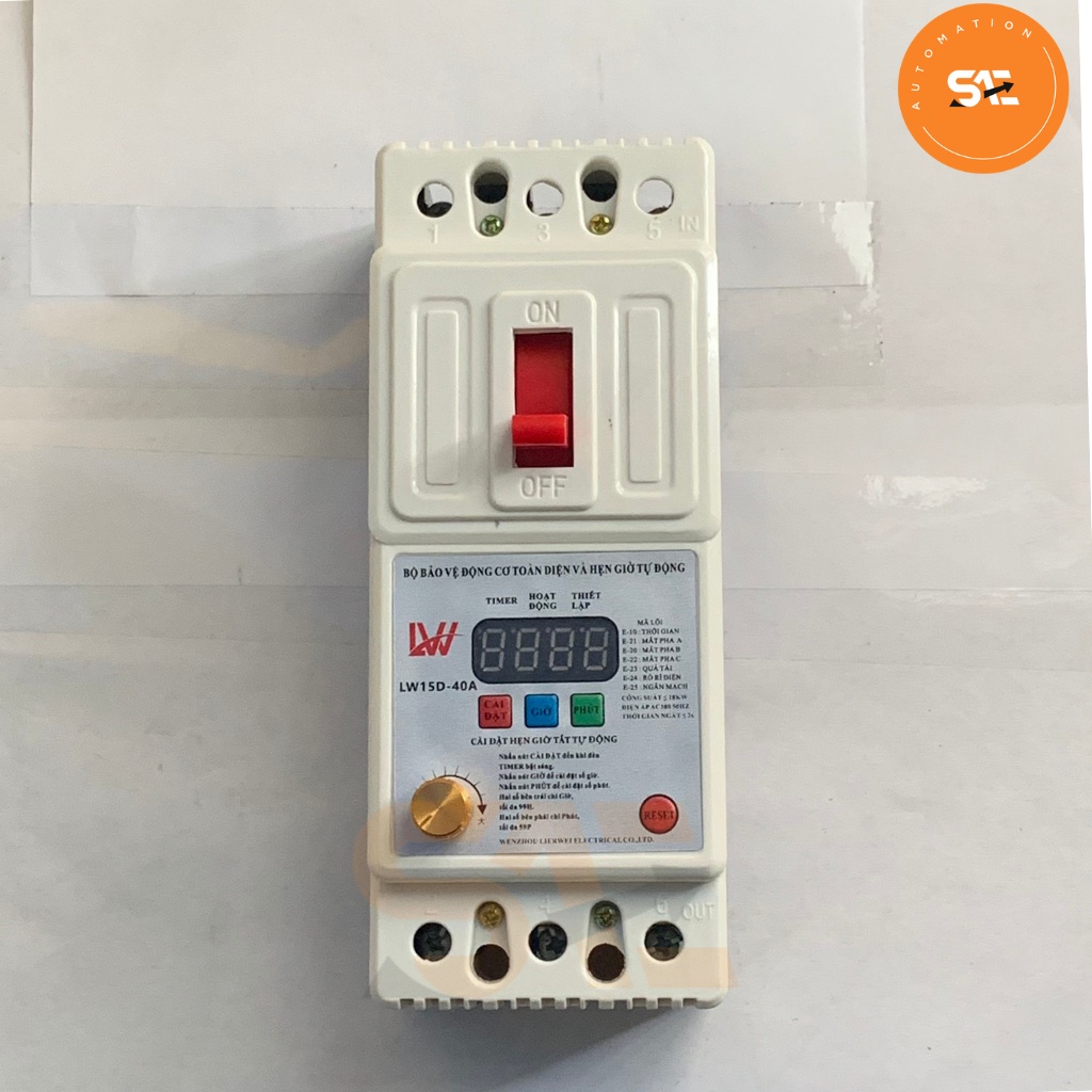 Aptomat protects against phase loss, overload, and timer running brand LW15D-40 can withstand ...