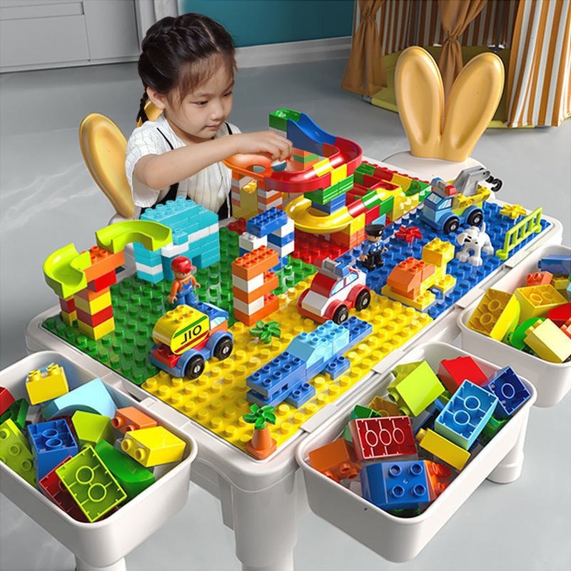 Building Blocks Table and Chair Set with Blocks Table Build Storage ...