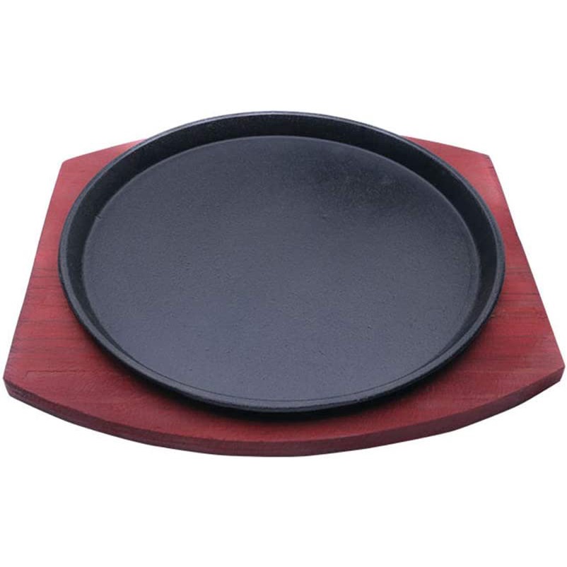 Sizzling Steak Plate Cast Iron Steak Plate Sizzle Griddle with Wooden ...