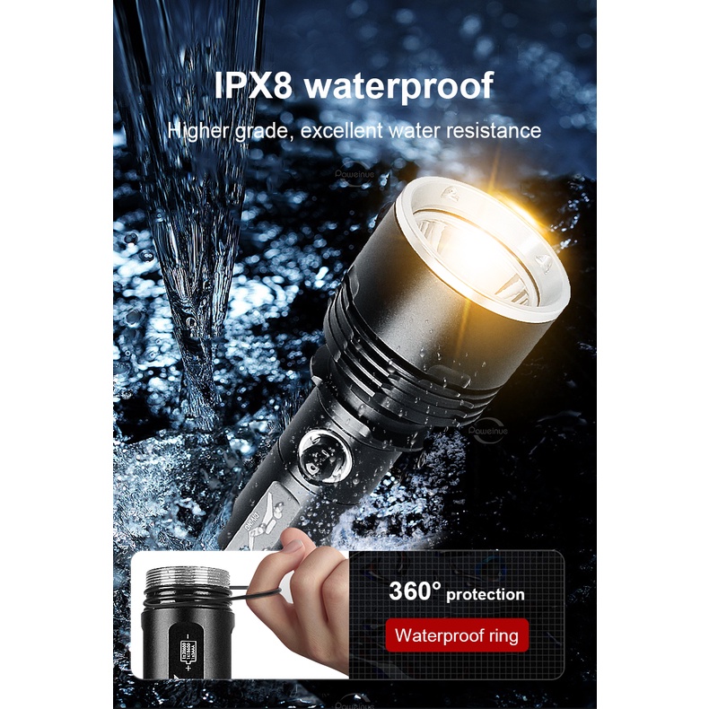 🔥Local Delivery🚚 12000LM Diving Flashlight Yellow Light Super Bright ...