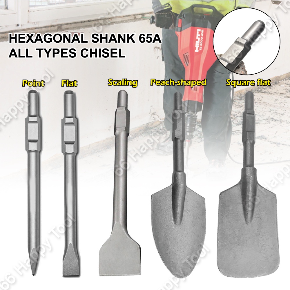65A Chisel Flat / Point / Scaling / Peach /Square Flat Hexagonal Shank ...