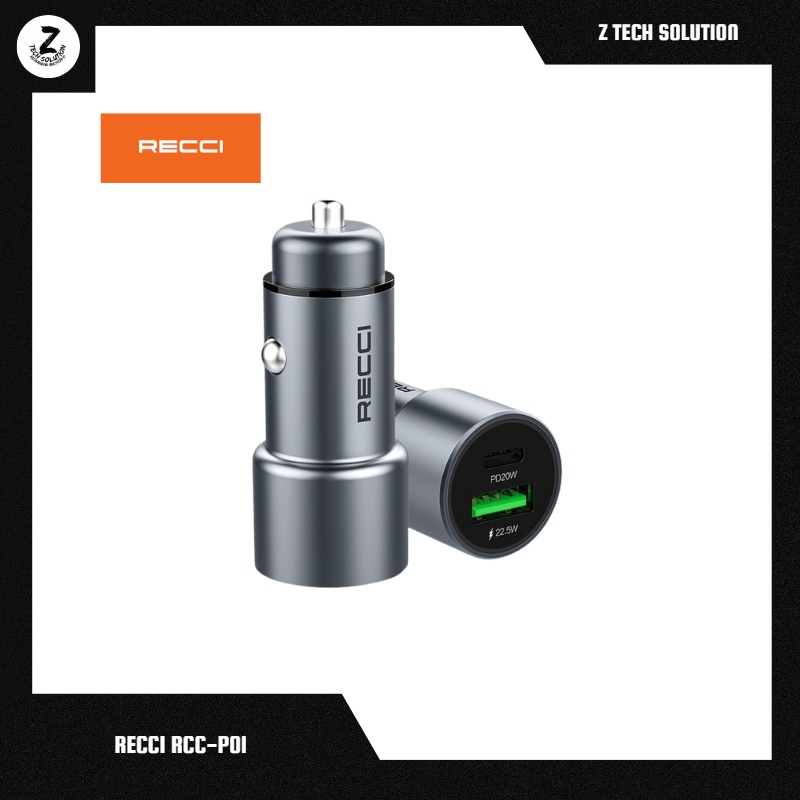 Recci RCC-P01 42.5W Car Charger ( 22.5W USB + 20W PD ) | Shopee Malaysia