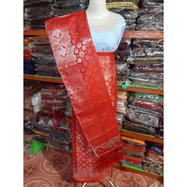 MERAH Songket SHELF EMBROIDERED RED SONGKET CABAI SONGKET PALEMBANG ...