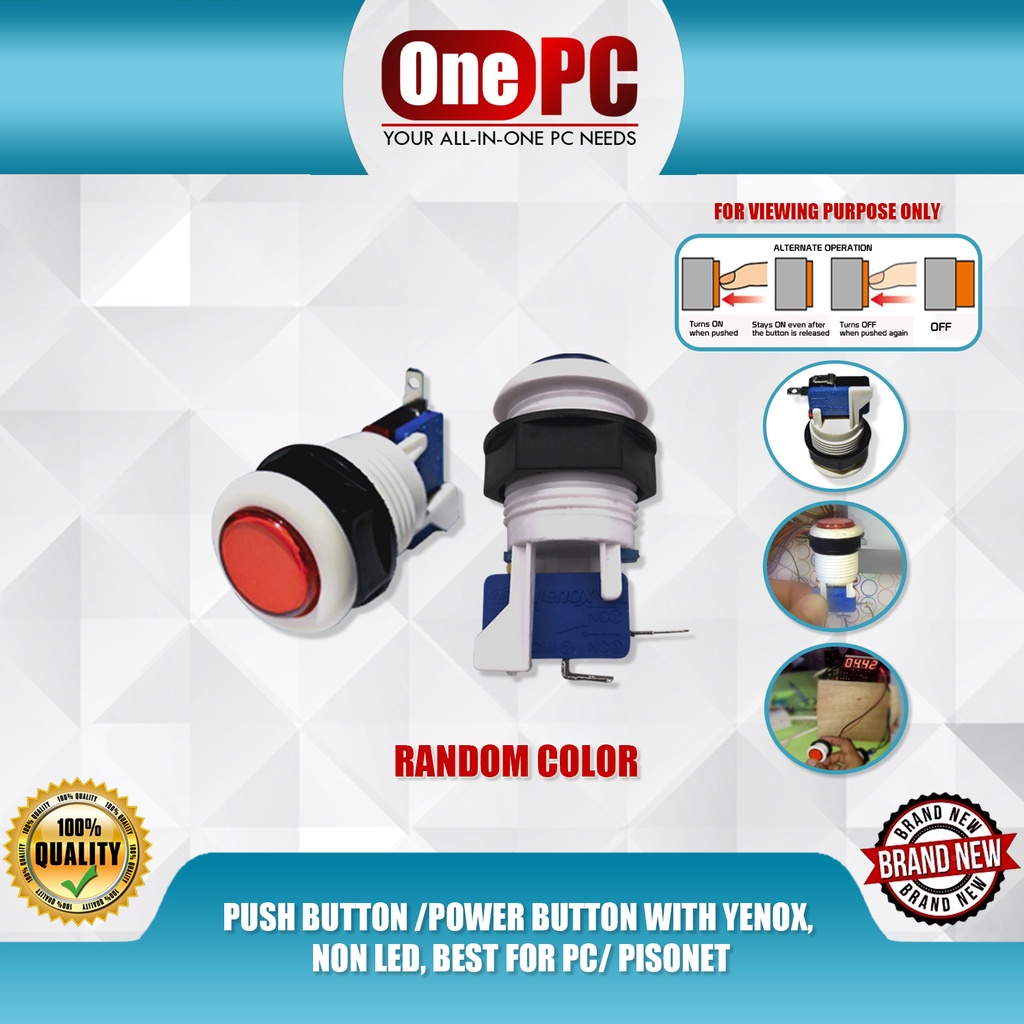 PUSH BUTTON /POWER BUTTON WITH YENOX, NON LED, BEST FOR PC/ PISONET ...