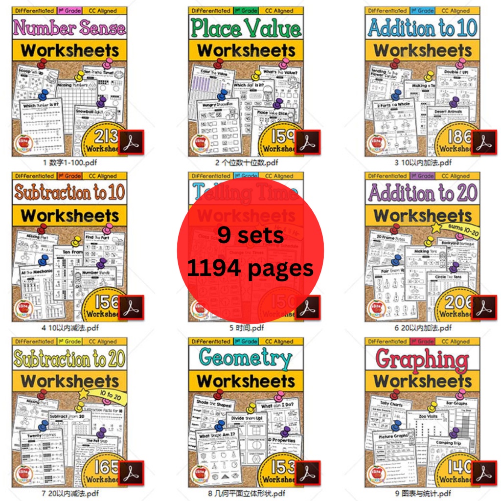 (PDF) Mathematic Worksheet Preschool Kindergarten Learning Maths 9 sets ...